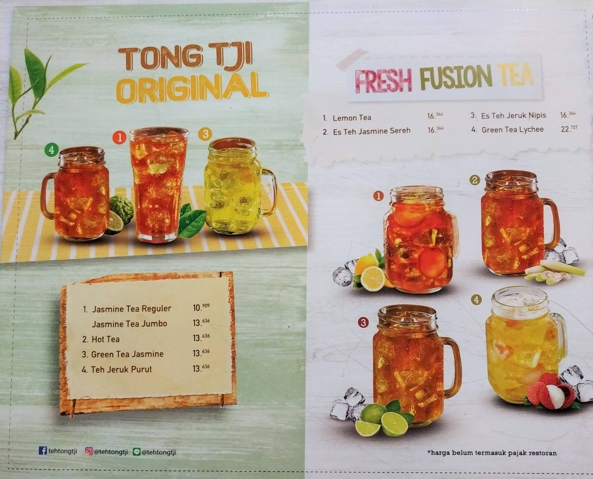 Menu at Tong Tji Tea Bar, North Jakarta, Mal Artha Gading