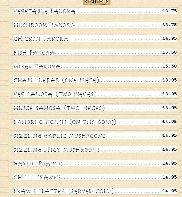 Menu at Kebabish Original Glasgow restaurant, Glasgow