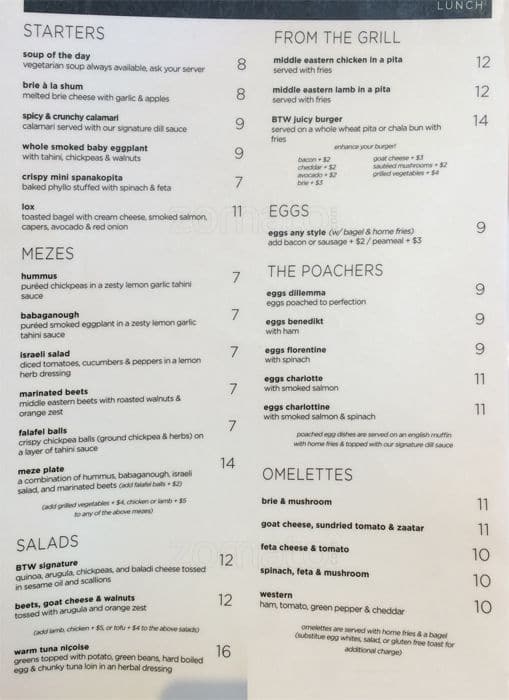 By The Way Cafe Menu, Menu for By The Way Cafe, Harbord Village ...