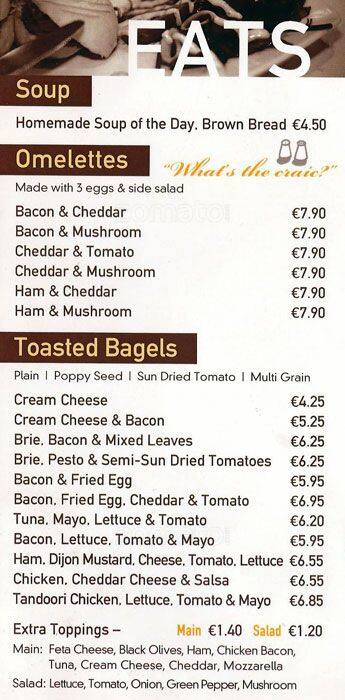 Menu at Lemon Jelly Cafe, Dublin