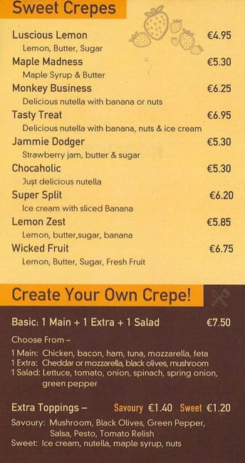 Menu at Lemon Jelly Cafe, Dublin