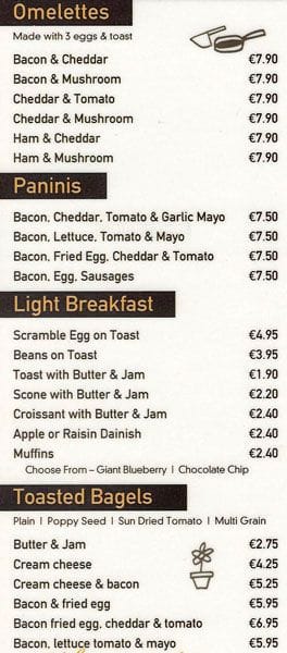 Menu at Lemon Jelly Cafe, Dublin
