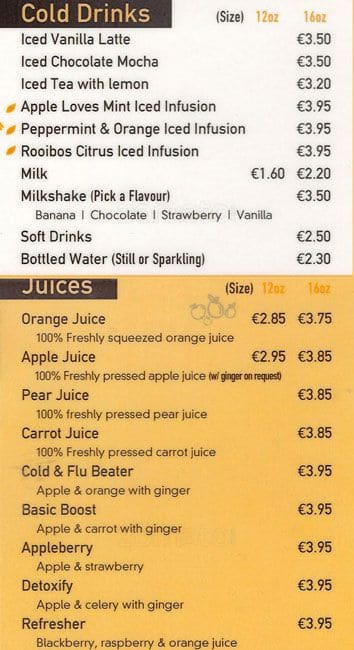 Menu at Lemon Jelly Cafe, Dublin