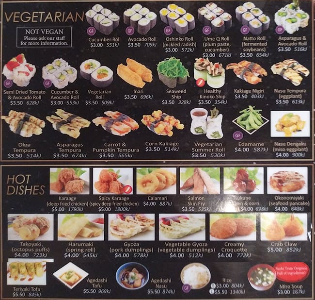 Menu at Sushi Train restaurant, Darlinghurst, Shop 22/63 Oxford St
