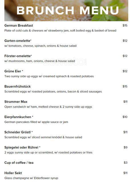 Menu at Zum Schneider NYC pub & bar, New York City