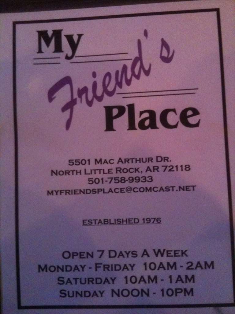 My Friend's Place Menu, Menu for My Friend's Place, North Little Rock ...