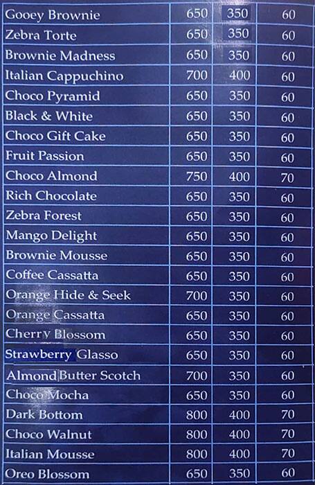 Menu at Le Gateau, Mumbai, Shop 4, 233