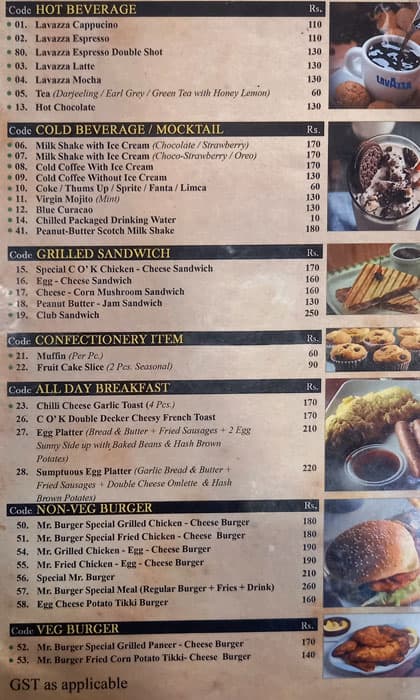Menu of Cafe Coffee O Kobita, Shyam Bazar, Kolkata