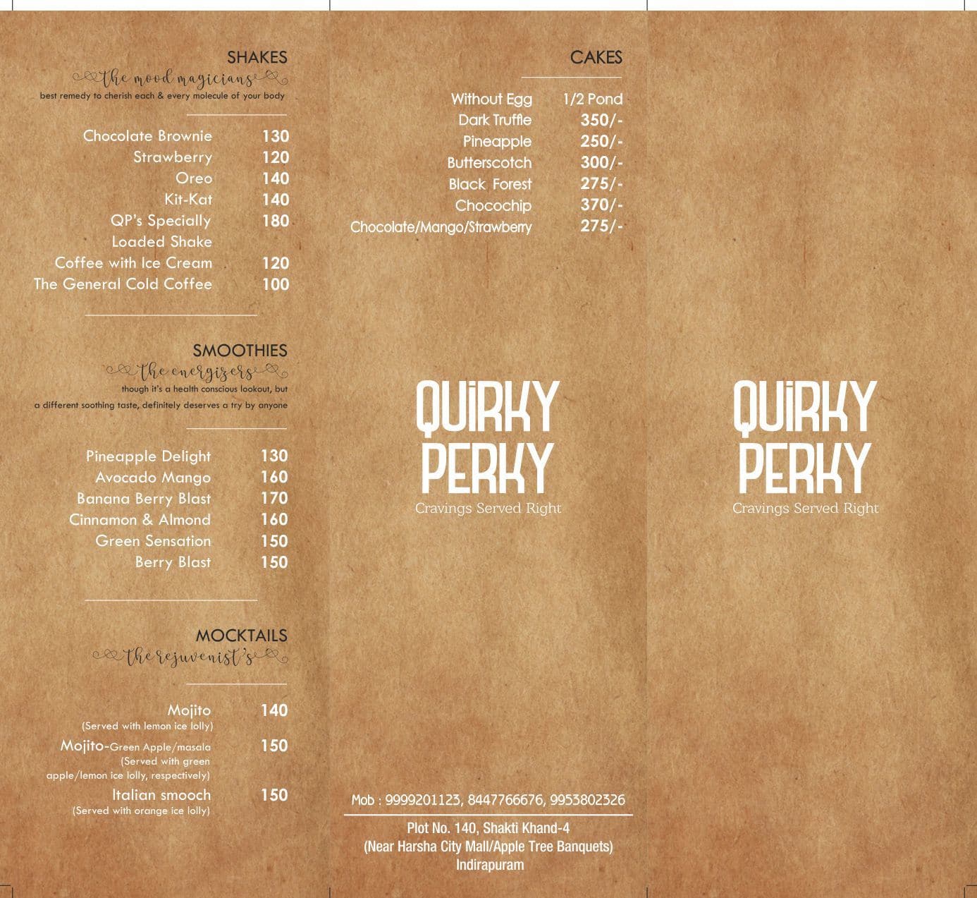 Quirky Perky Menu, Menu for Quirky Perky, Indirapuram, Ghaziabad - Zomato