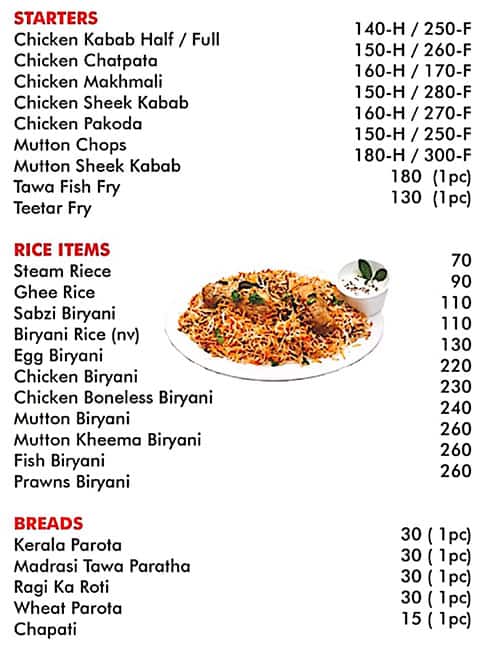 Menu at Marwa Juice Centre, Bengaluru