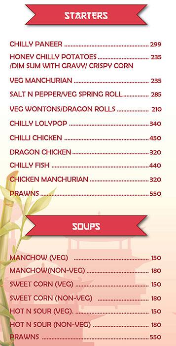 Menu of Red Dragon, Sector 29, Noida