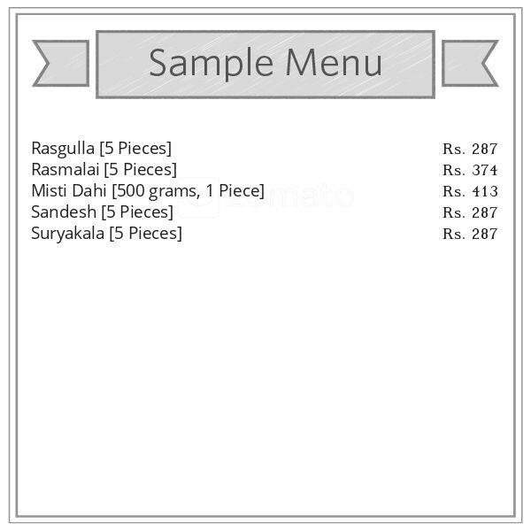 Menu of KC Das, Anna Nagar East, Chennai