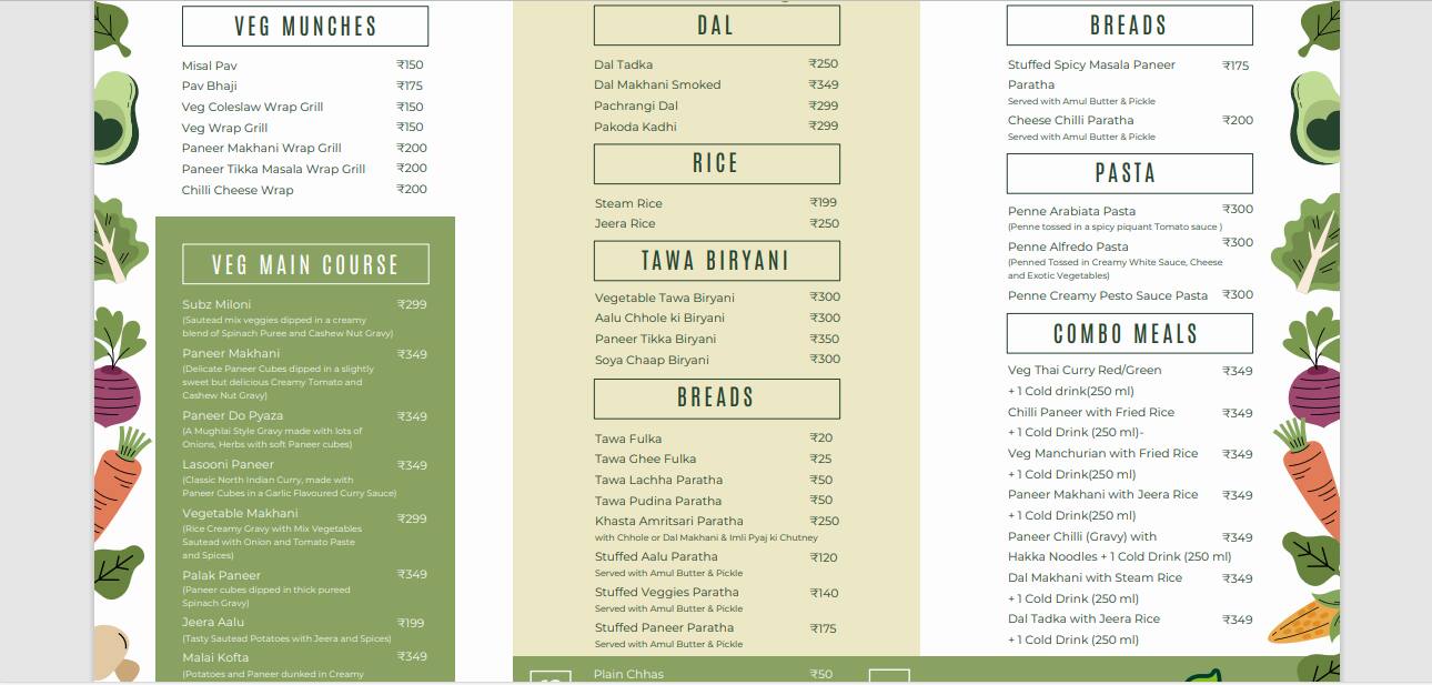 Menu of Shakahurry, Veera Desai Area, Mumbai