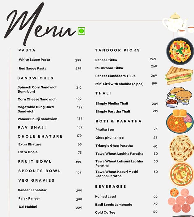 Menu of Cottage Cheese, Koramangala 4th Block, Bangalore