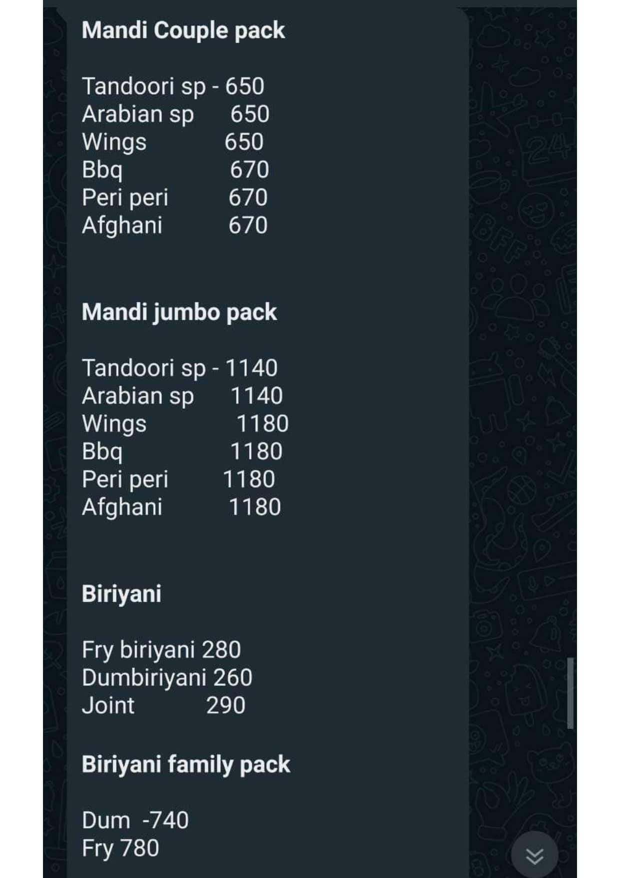 Menu of Alfa Arabian Restaurant, Gannavaram, Vijayawada