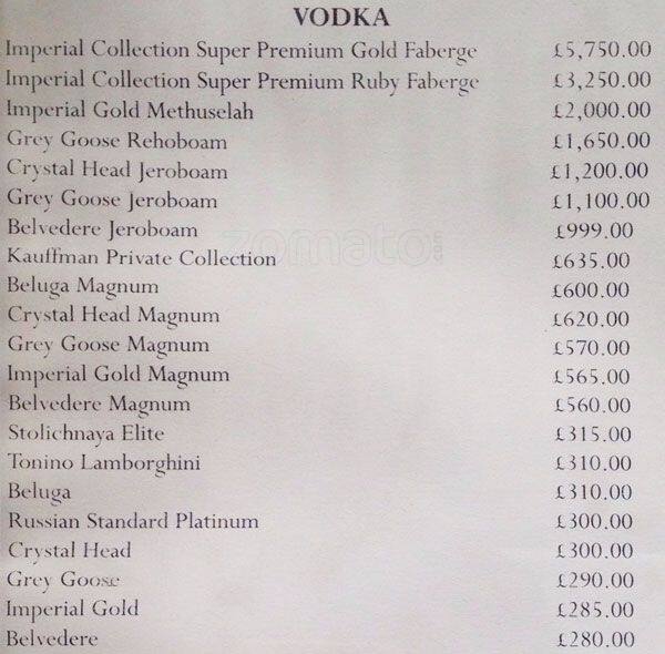 Menu at No.41 club, London, Kensington Close Hotel