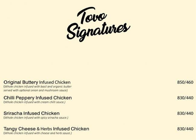 Menu at Tovo Canteen, Chennai, Block AF