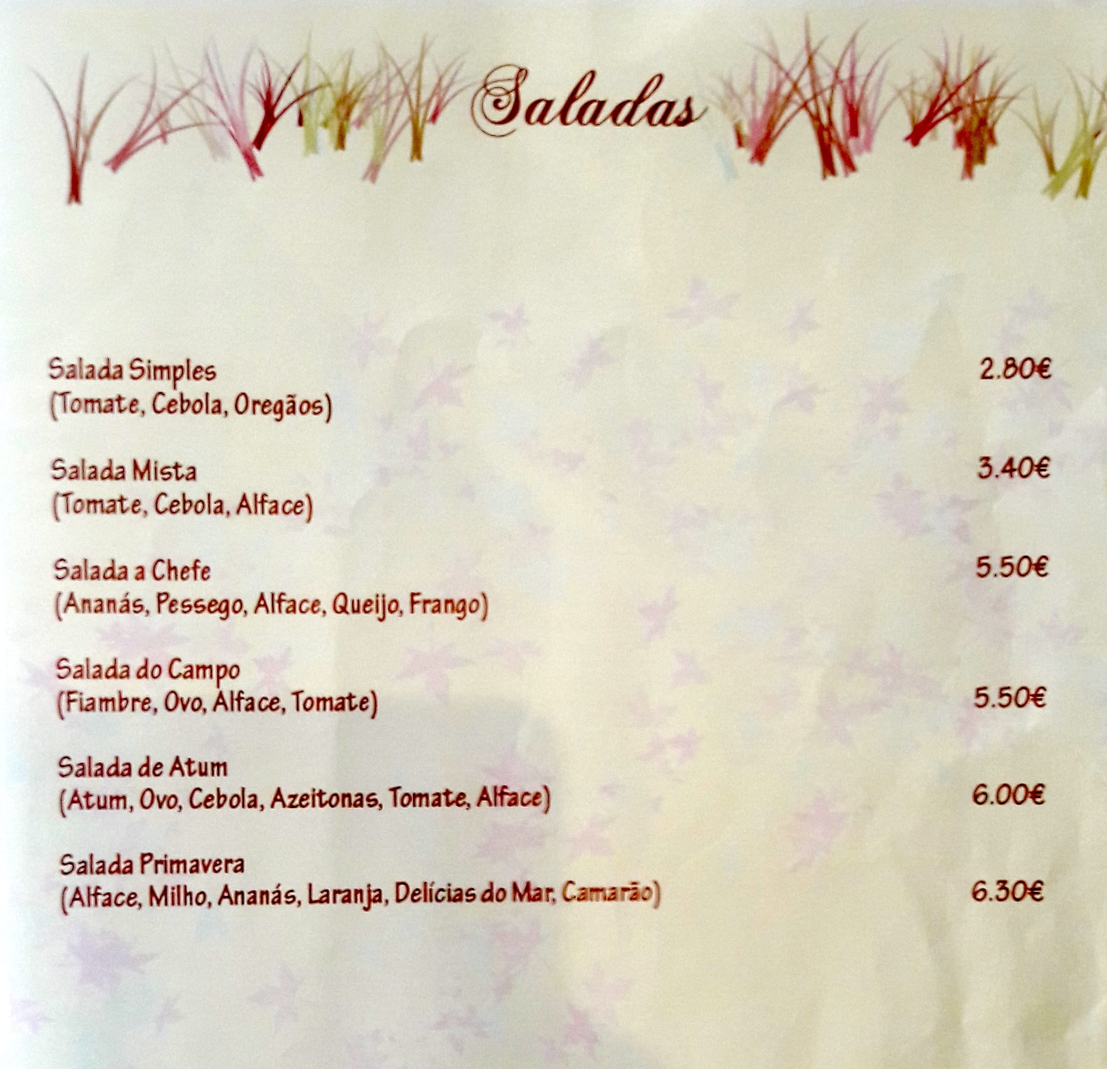 Menu at Komekala restaurant, Queluz