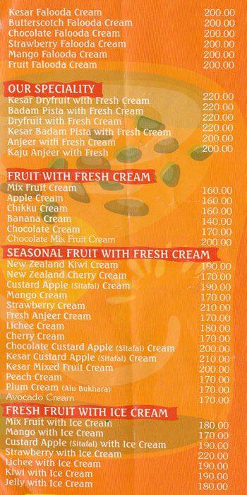 Menu at Haji Ali, Kochi, Door 66/3445