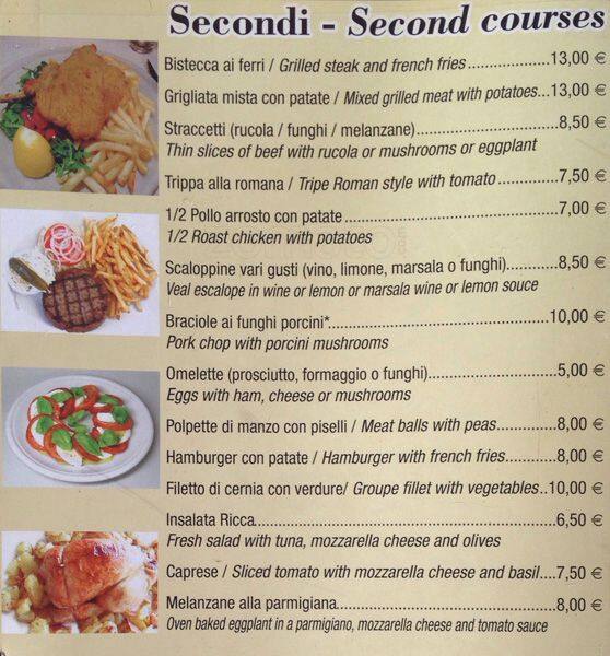 Menu at NON SOLO PIZZA restaurant, Rome, Via Candia