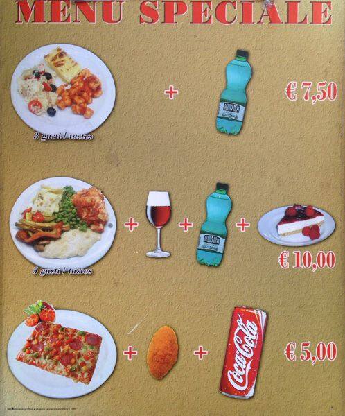 Menu at NON SOLO PIZZA restaurant, Rome, Via Candia
