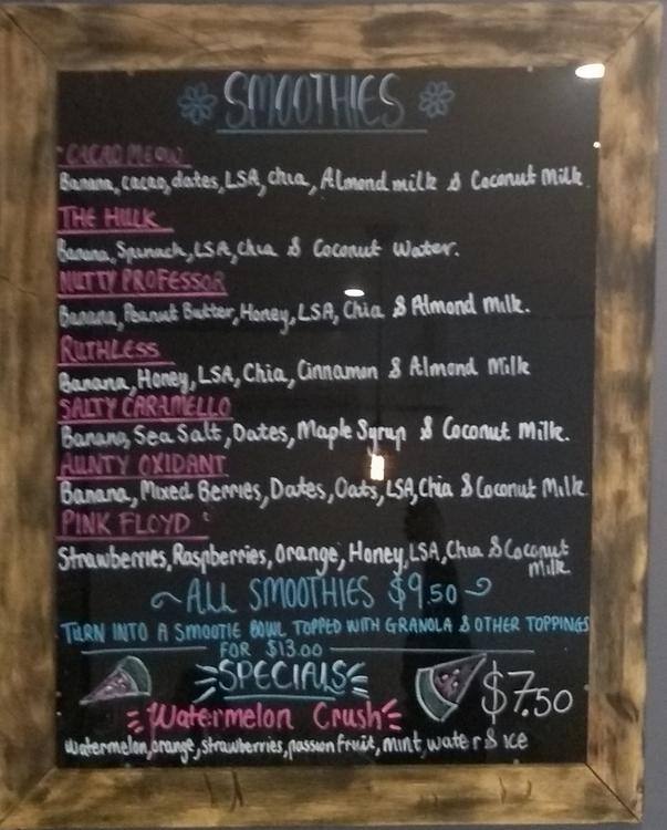 Menu at Your Local Roaster cafe, Lilydale