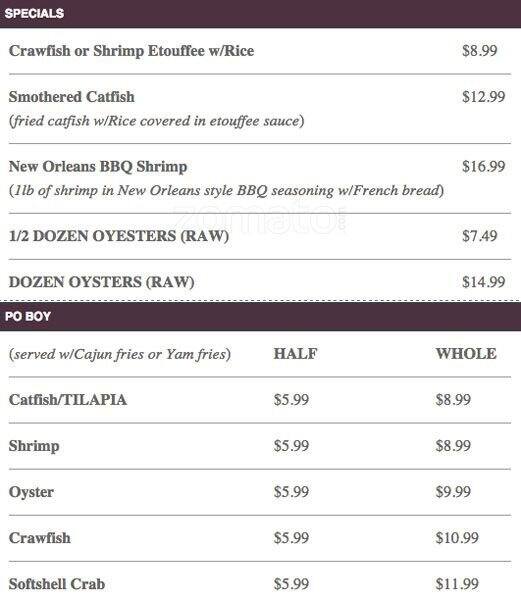 Menu at Crawfish House pub & bar, Seattle