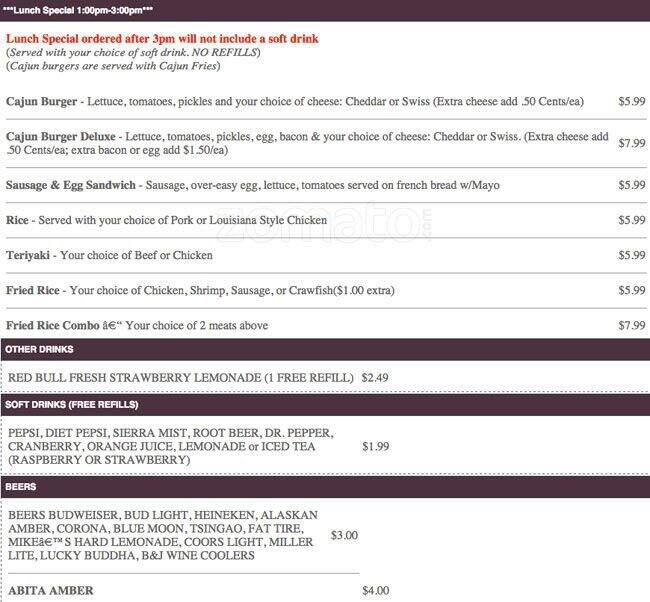 Menu at Crawfish House pub & bar, Seattle