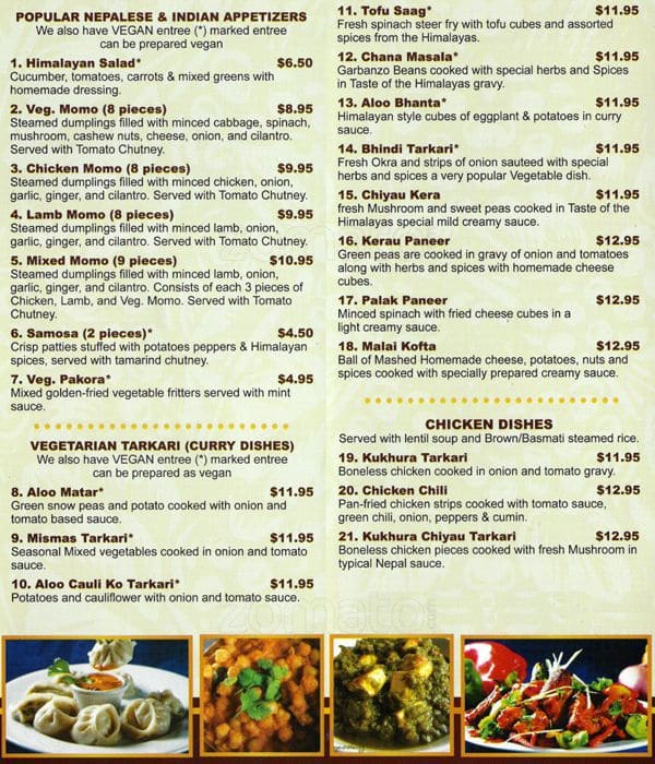Taste Of The Himalayas Menu, Menu for Taste Of The Himalayas, Berkeley ...
