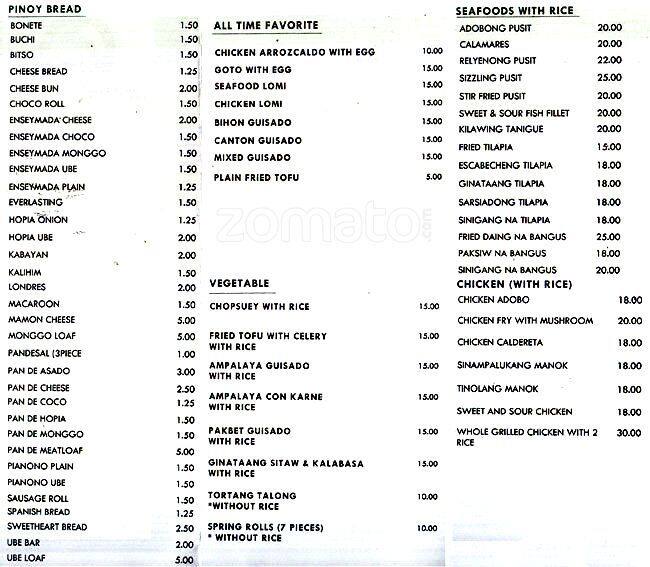 Panaderia Restaurant Menu, Menu for Panaderia Restaurant, Al Nakheel ...