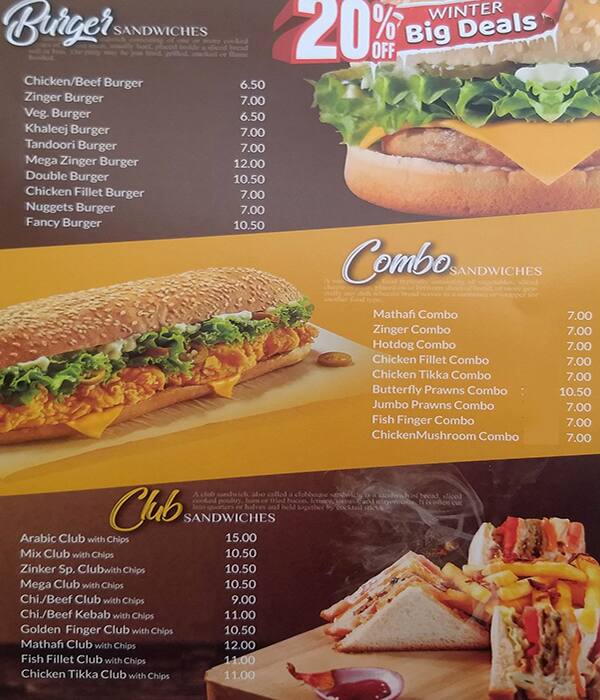 Menu at Golden Fingers Restaurant, Dubai, 43 26 B St