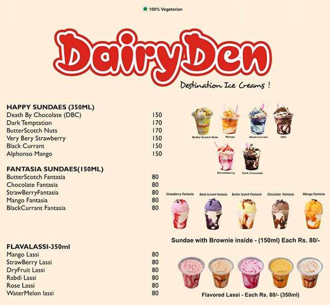 Menu of Dairy Den, A S Rao Nagar, Secunderabad