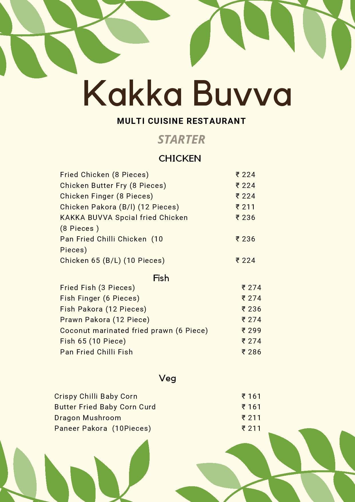 Menu at Kakka Buvva Restaurant, Belgharia, North Dumdum