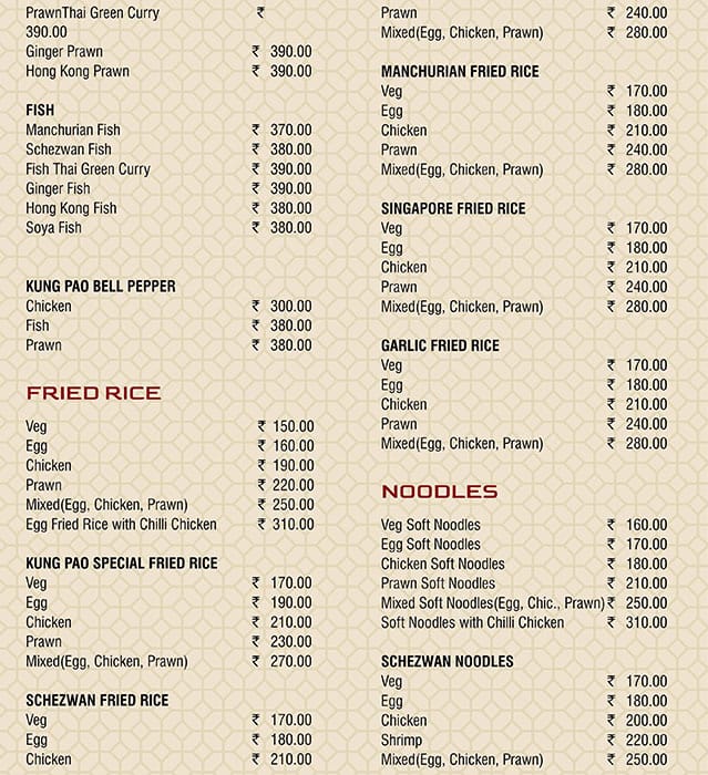 Menu at Kung Pao Kitchen, Hyderabad
