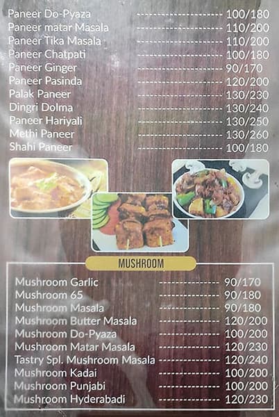 Menu of Taj Food Corner, Siba Bazaar, Cuttack