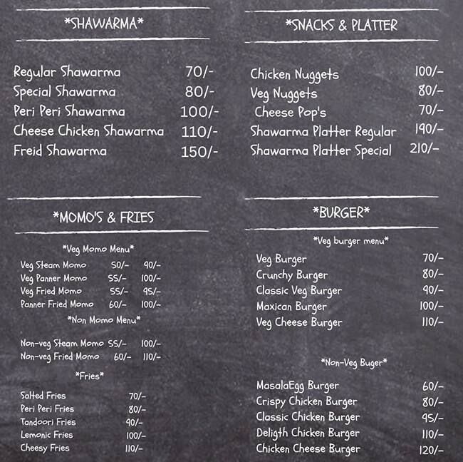 Menu of Royal Shawarma And Snacks Point, New Panvel, Navi Mumbai