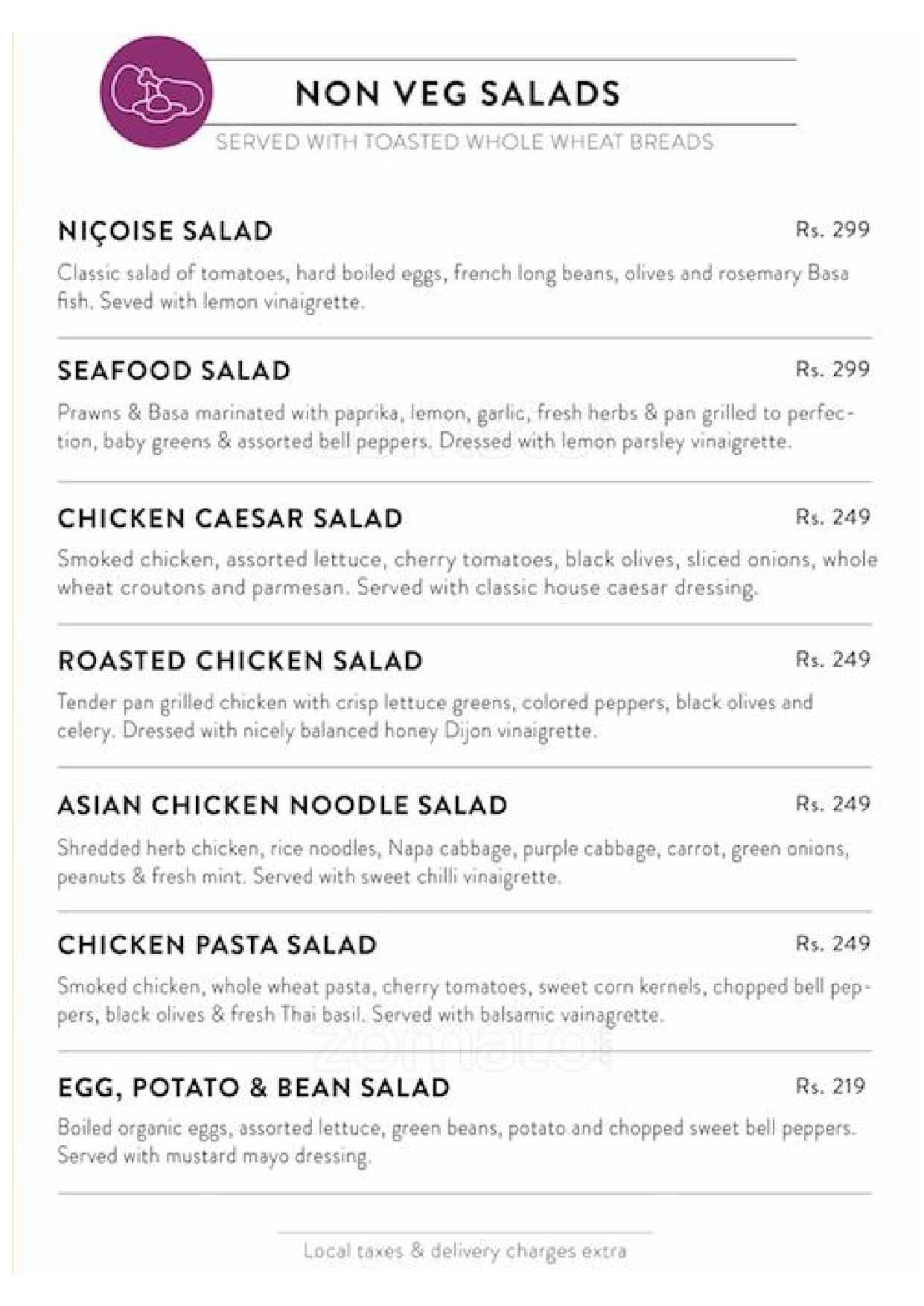 Menu of Salad Days, Electronic City, Bangalore