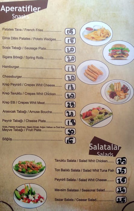 Menu at Rosso Cafe & Karaoke Bar, Istanbul