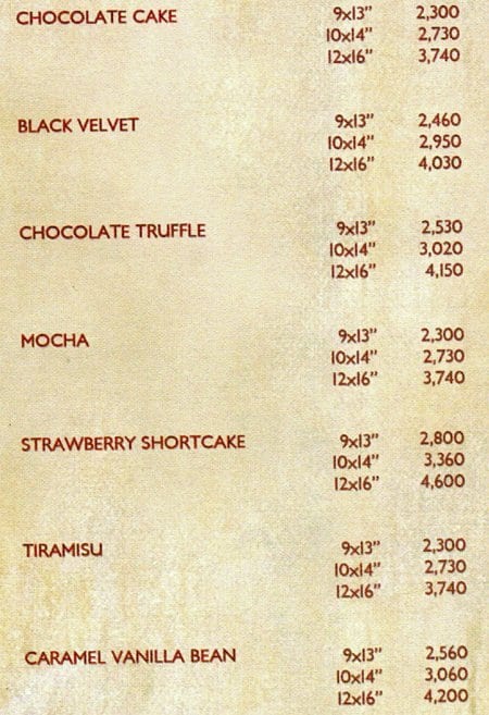 Menu at Mary Grace cafe, San Juan