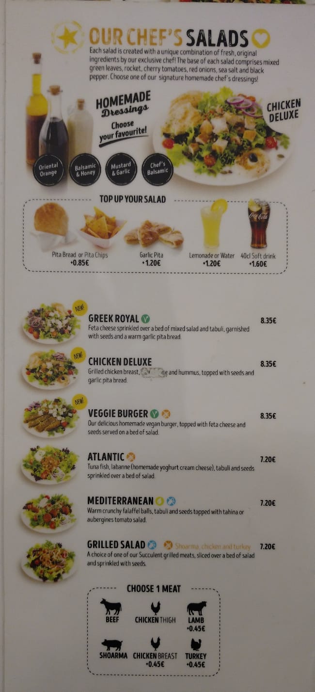 Menu at Joshua's Shoarma restaurant, Seixal, Lj 1021.