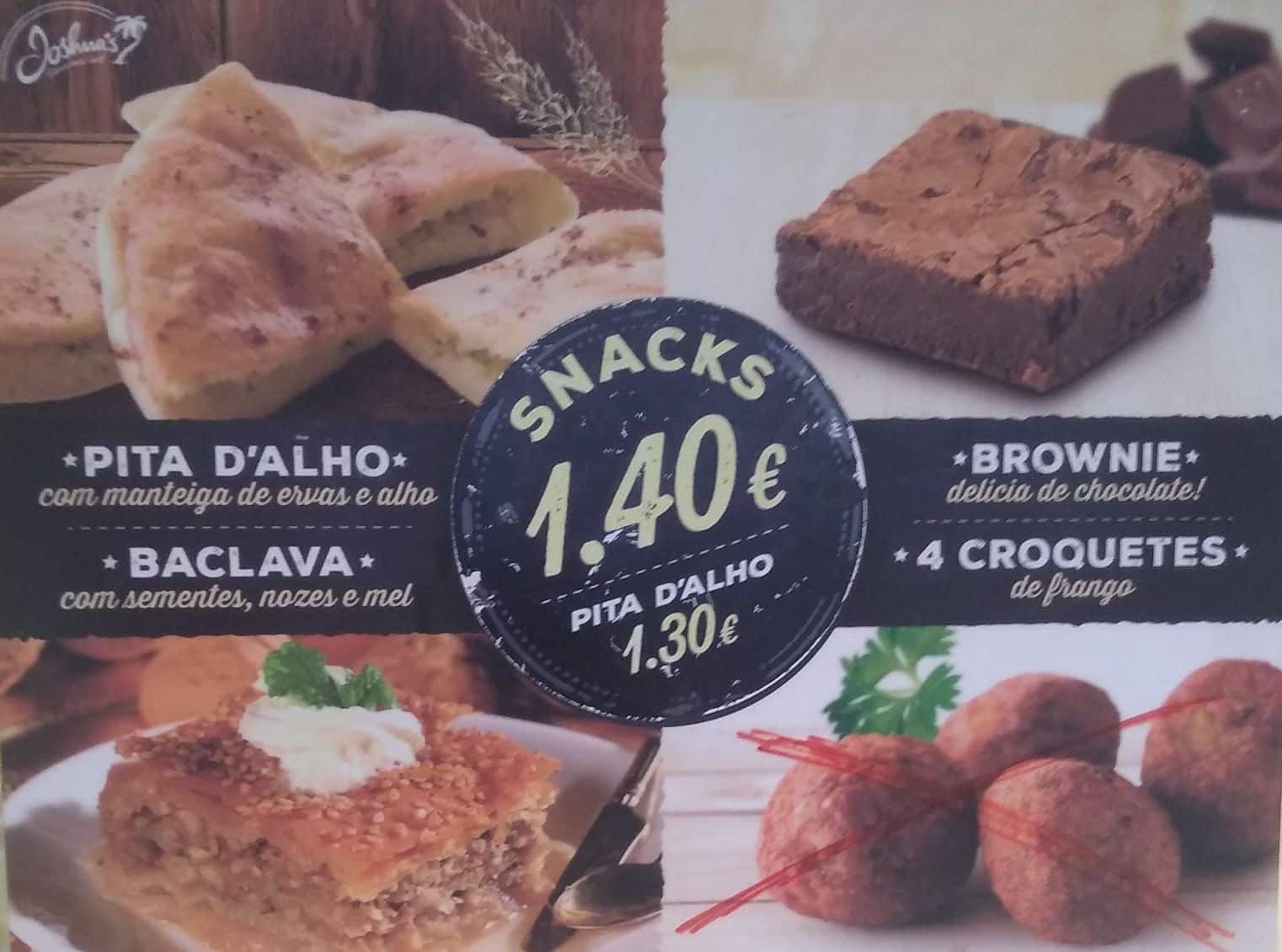 Menu at Joshua's Shoarma restaurant, Seixal, Lj 1021.