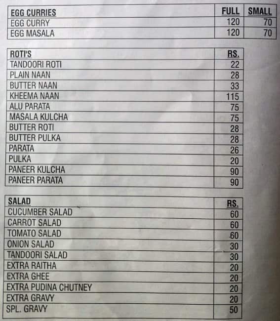 Menu at Rajdhani Restaurant & Bar, Hyderabad