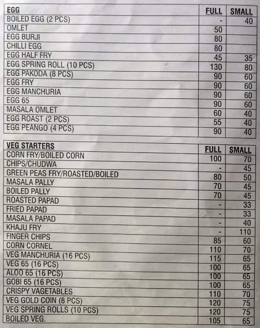Menu at Rajdhani Restaurant & Bar, Hyderabad