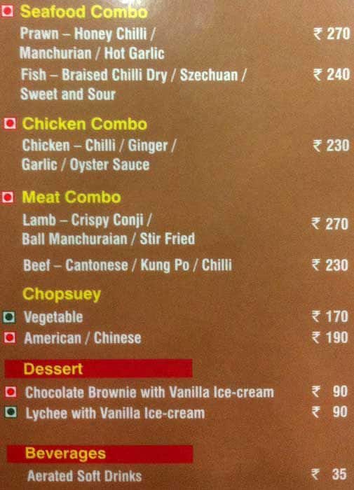 Menu at Hotel Malabar Town, Kochi, B1