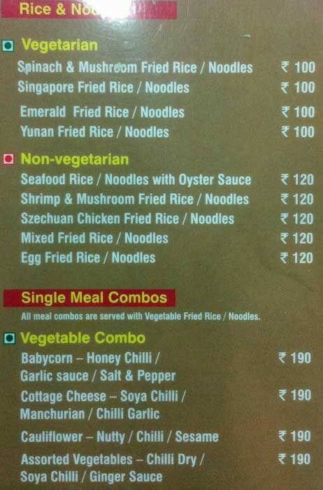 Menu at Hotel Malabar Town, Kochi, B1