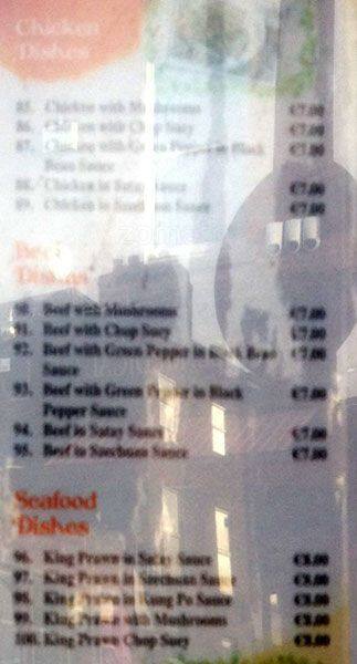 Menu at Han Yang Korean BBQ, Dublin