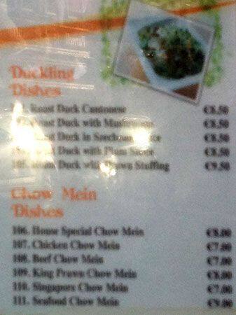 Menu at Han Yang Korean BBQ, Dublin