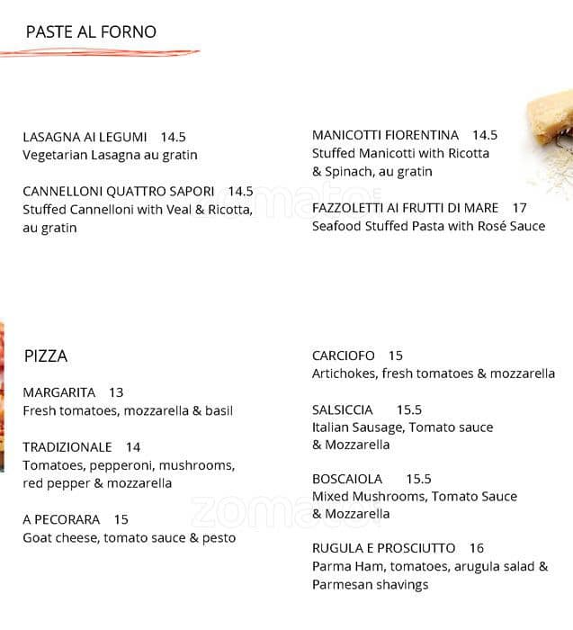 Menu at PASTA ANDREA pub & bar, Montreal