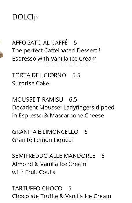 Menu at PASTA ANDREA pub & bar, Montreal