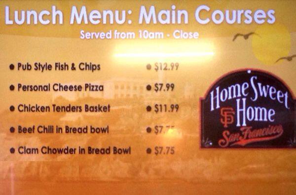 Menu at Alcatraz Landing Cafe, San Francisco, Pier 33